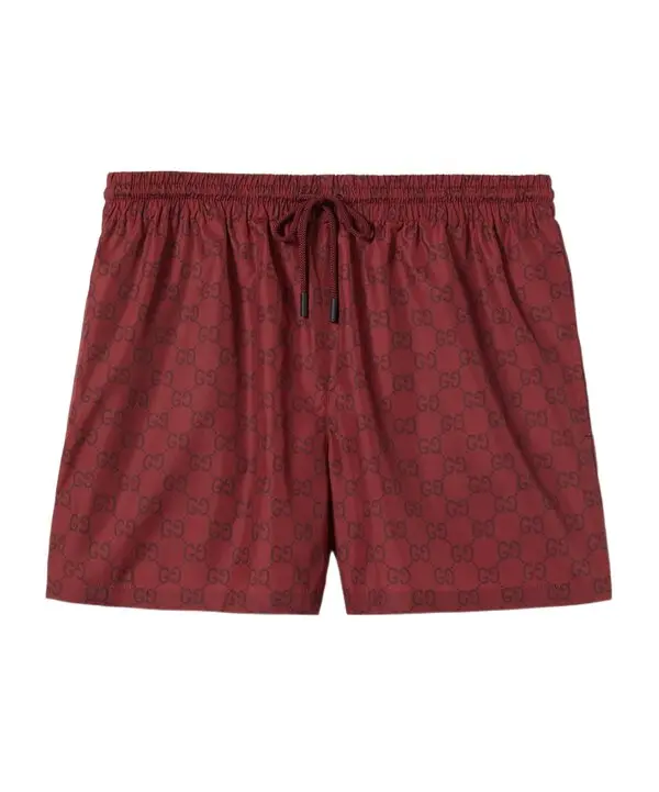Gucci Gg Print Nylon Swim Shorts - Red