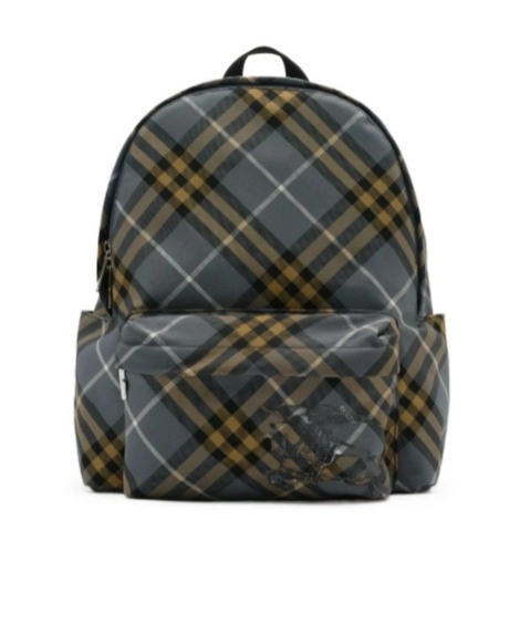 Burberry Classic Checked Backpack With Equestrian Knight Design - Black