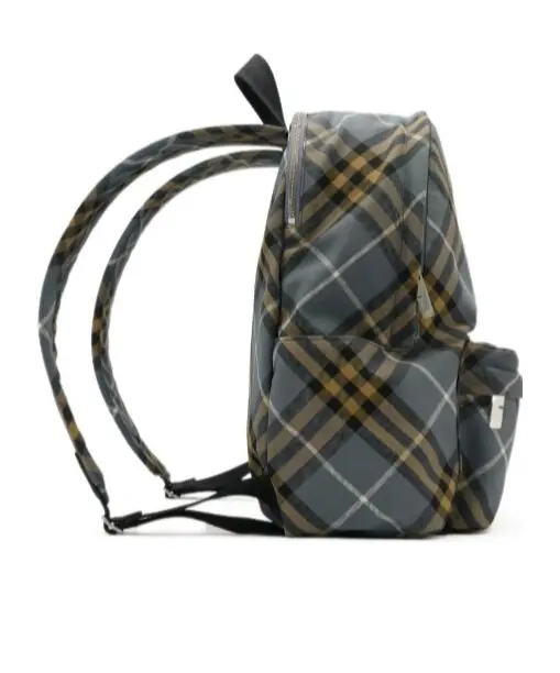 Burberry Classic Checked Backpack With Equestrian Knight Design - Black