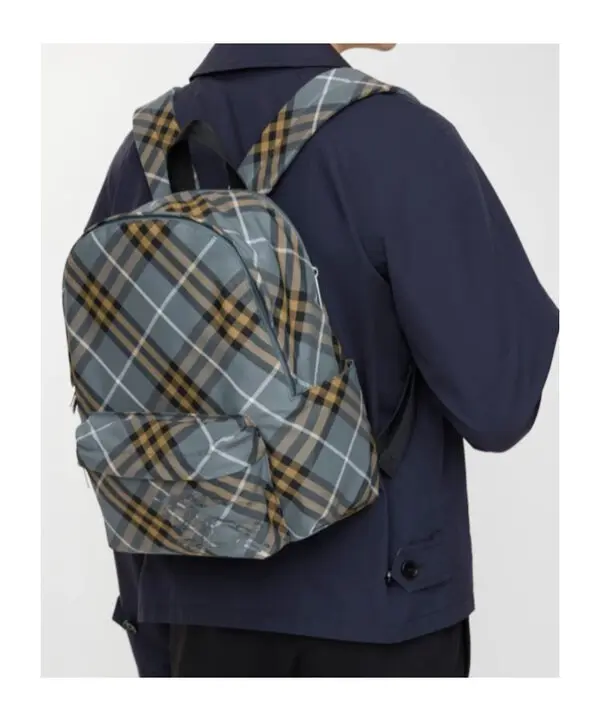 Burberry Classic Checked Backpack With Equestrian Knight Design - Black