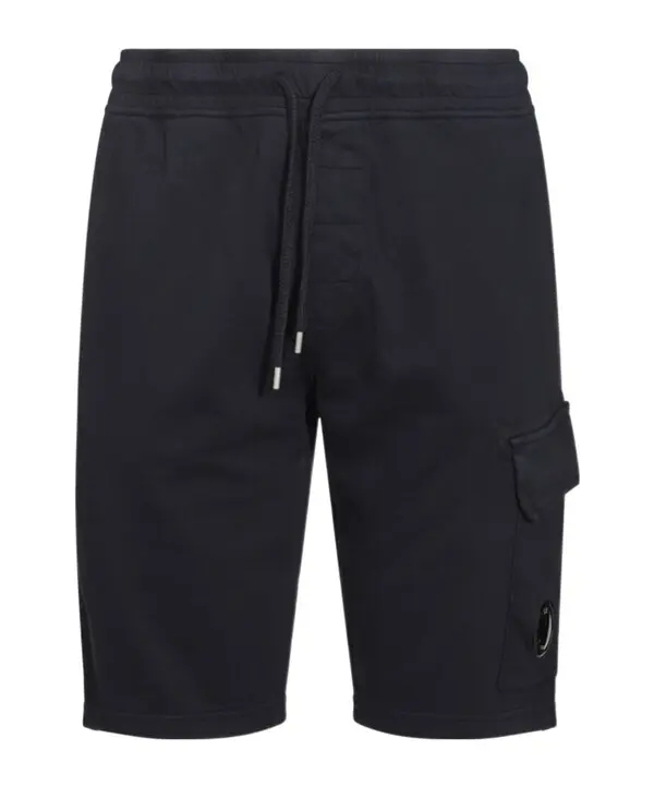 C.P. COMPANY Light Fleece Cargo Shorts With Lens Detail - Total Eclipse