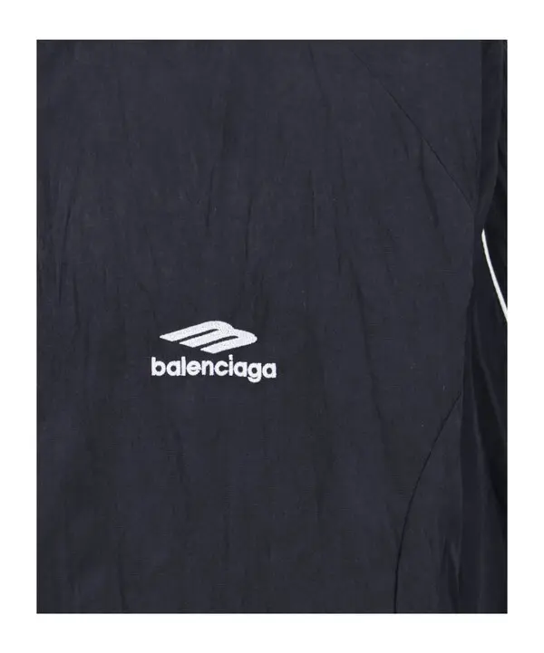 Balenciaga 3b Sports Icon Embroidered Zip-up Jacket - Black