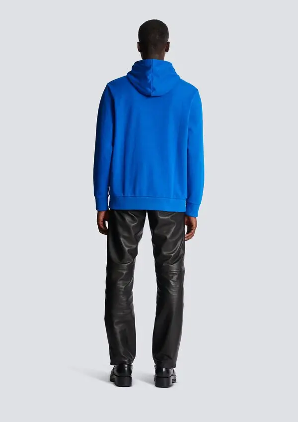 Balmain Embossed Logo Hooded Sweatshirt - Blue