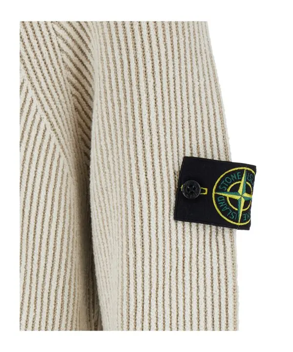 Stone Island Compass Patch Half-zip Ribbed Jumper