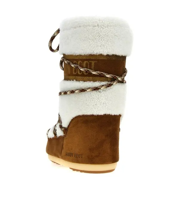 Moon Boot Shearling Lace-up Boots - Brown