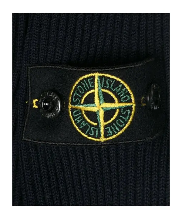 Stone Island Round Neck Sweater With Logo Patches - Black