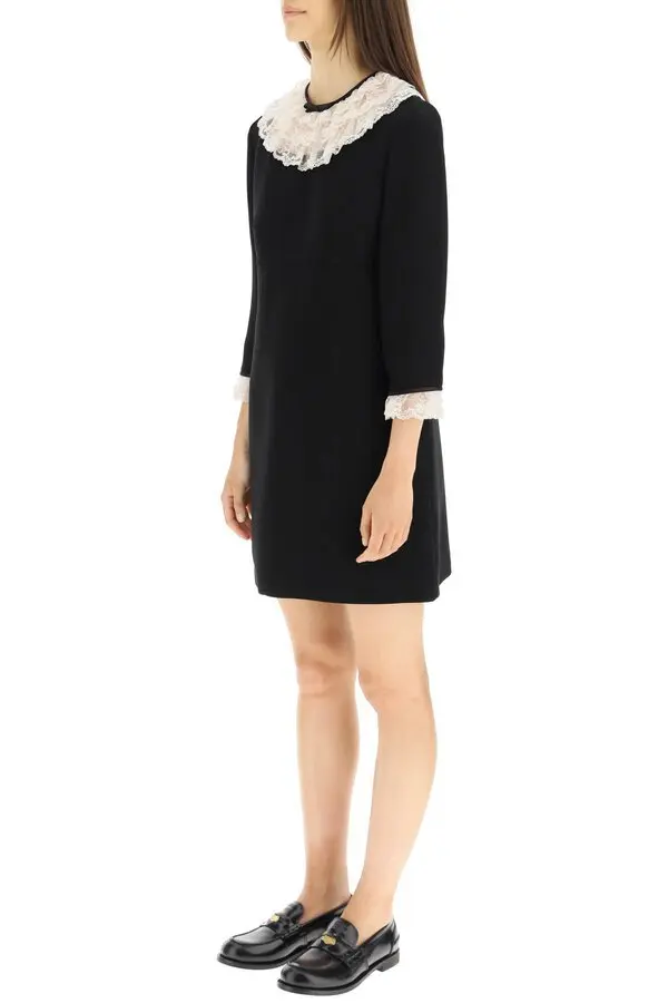 Miu Miu Lace Trimmed Mini Dress