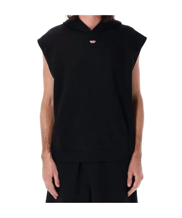 DIESEL® S-boxt-sl-d Logo Patch Sleeveless Hoodie - Black