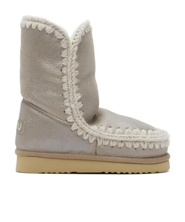 Mou Stitch Detailed Logo Patch Snow Boots - Nude