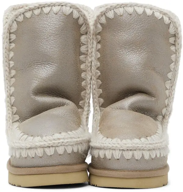 Mou Stitch Detailed Logo Patch Snow Boots - Nude