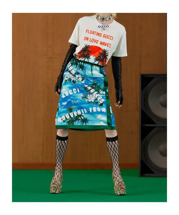 Gucci Sequined Slogan Print T-shirt