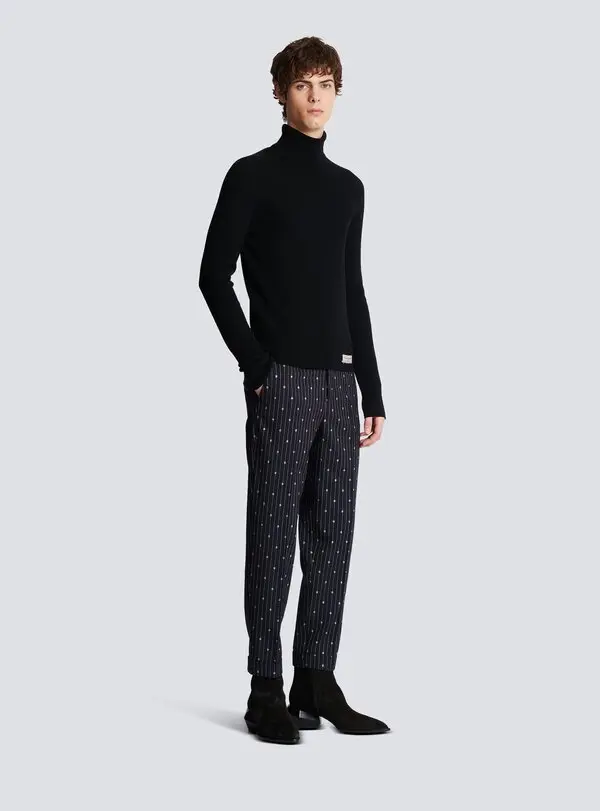 Balmain Ribbed Knit Turtleneck Jumper - Black