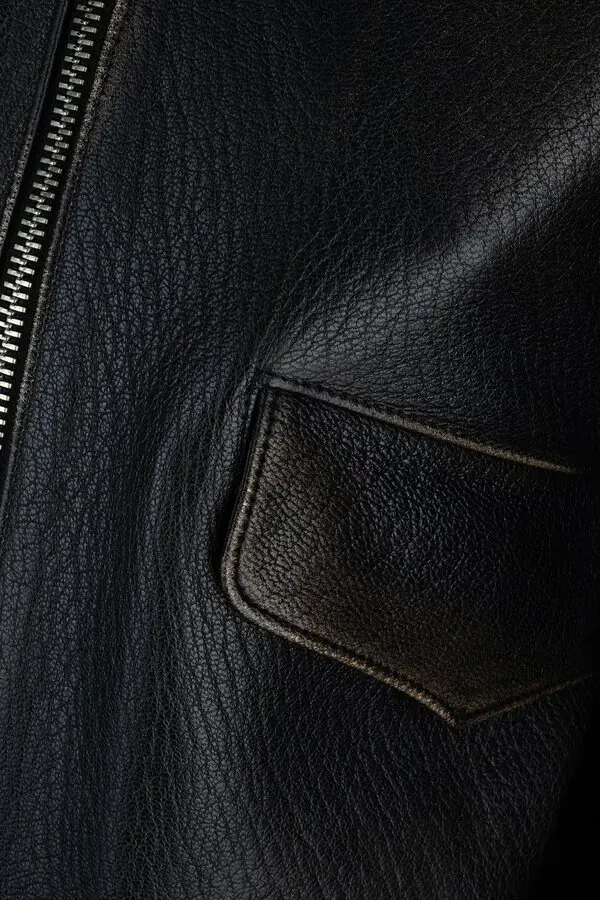 Prada Leather Zip-up Jacket With Triangle Logo