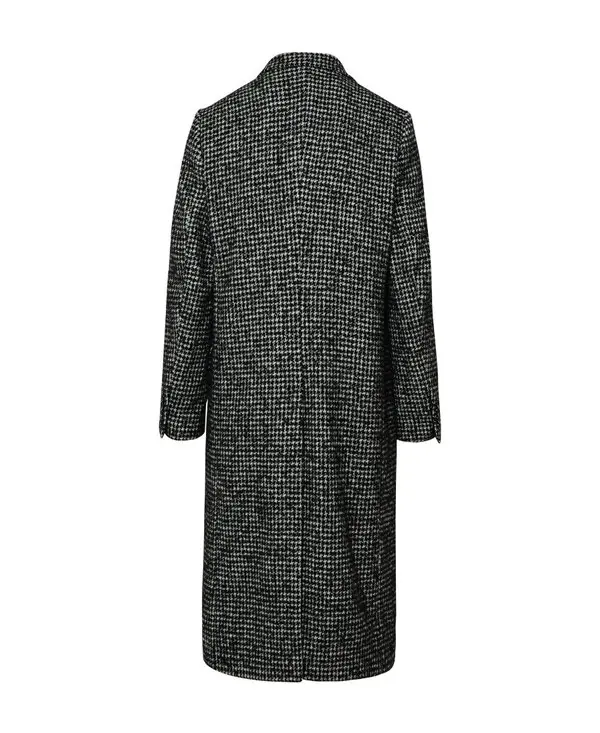 Dolce & Gabbana Double Breasted Houndstooth Coat - Black