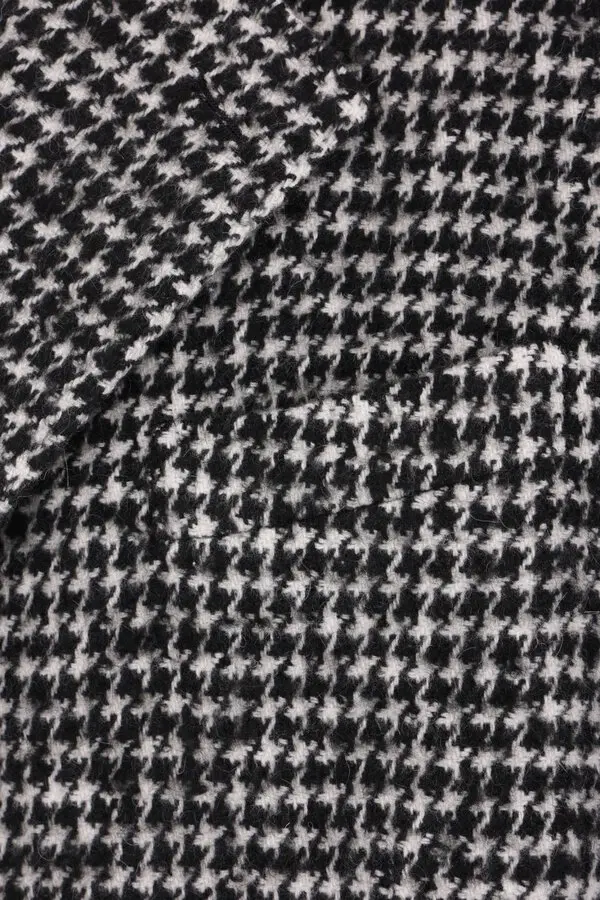 Dolce & Gabbana Double Breasted Houndstooth Coat - Black