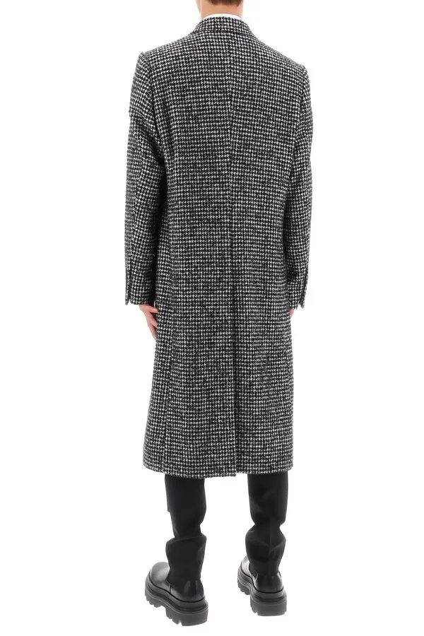 Dolce & Gabbana Double Breasted Houndstooth Coat - Black