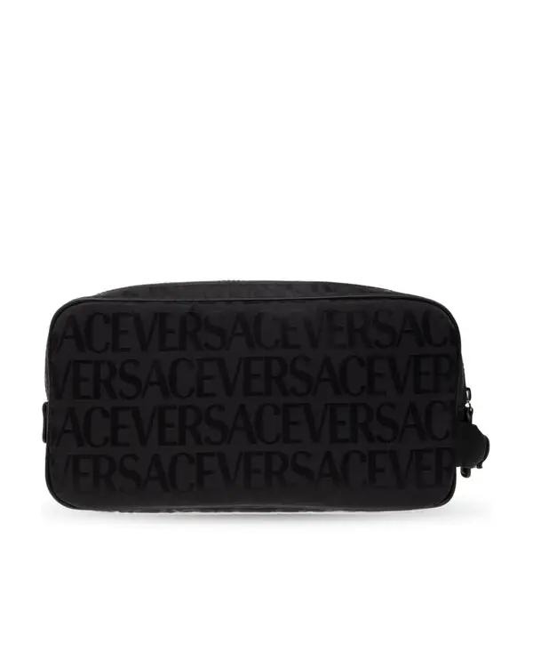 Versace Logo Printed Zipped Wash Bag