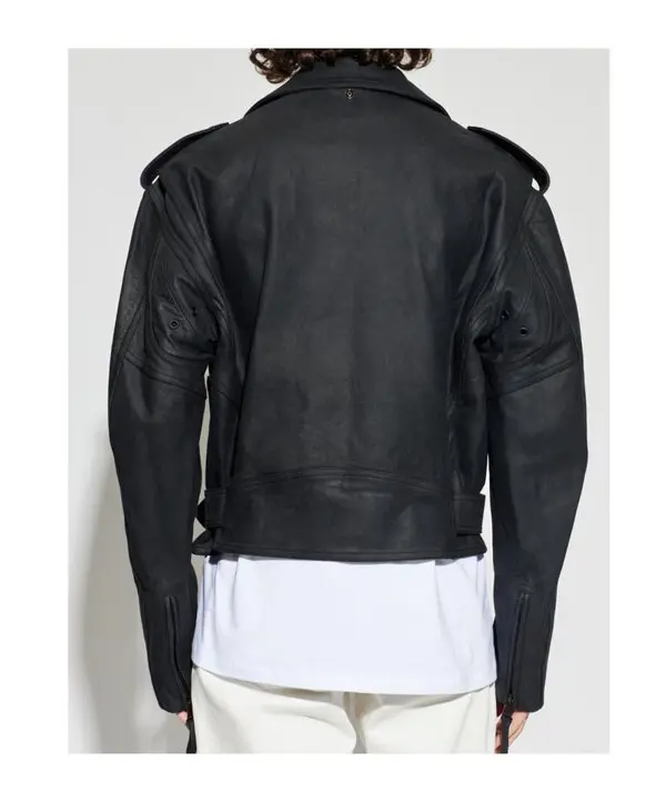 Balmain Zip-up Leather Jacket With Buckle Detail