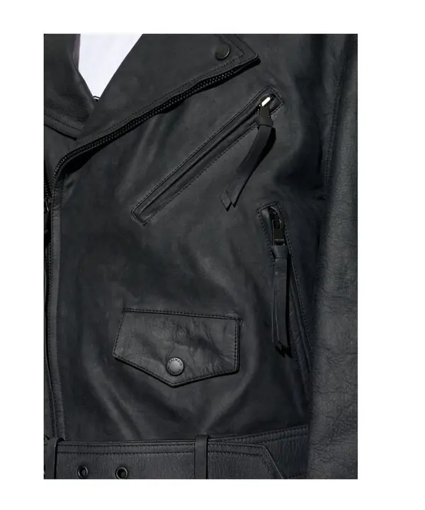 Balmain Zip-up Leather Jacket With Buckle Detail