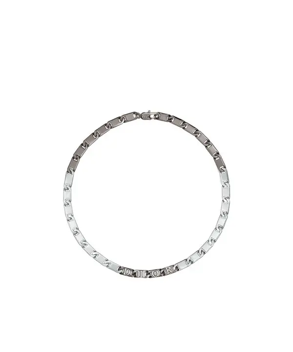 Dior Contrast Chain Link Necklace - Gray
