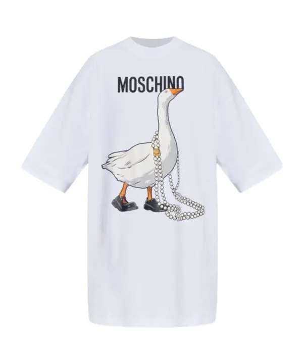 Moschino Goose Printed Dress - White
