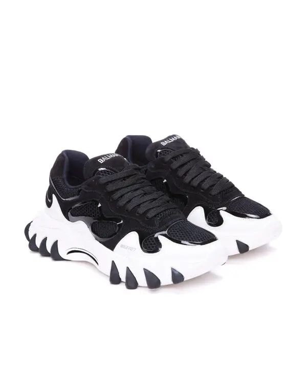 Balmain B-east Leather, Suede, And Mesh Trainers - Black