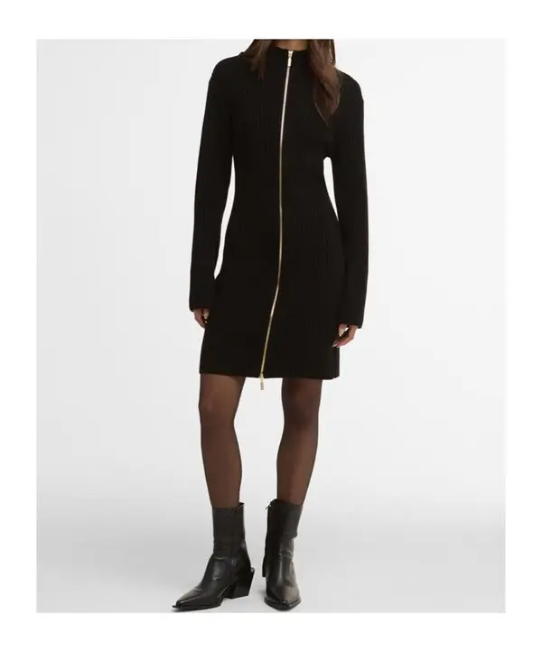 Barbour Long Sleeve Zip-up Ribbed Knit Dress