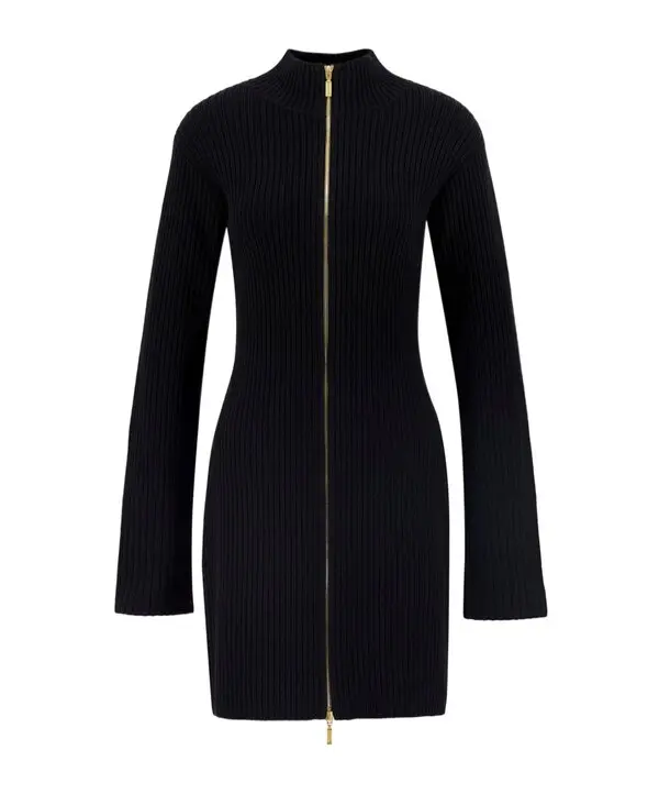Barbour Long Sleeve Zip-up Ribbed Knit Dress