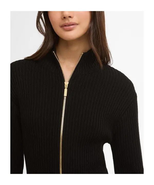 Barbour Long Sleeve Zip-up Ribbed Knit Dress