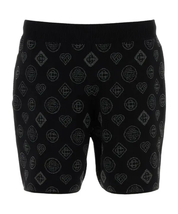 Casablanca Drawstring Stretch Jacquard Bermuda Shorts - Black