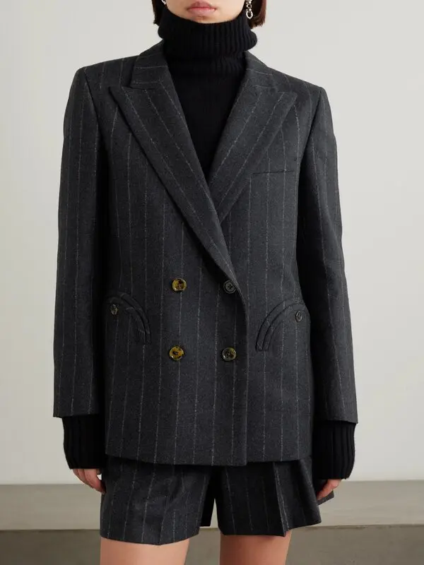 BLAZÉ MILANO Double-breasted Pinstripe Blazer - Black