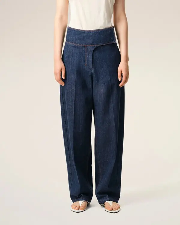 AMI Paris Wrapped Belted Balloon Fit Jeans - Indigo
