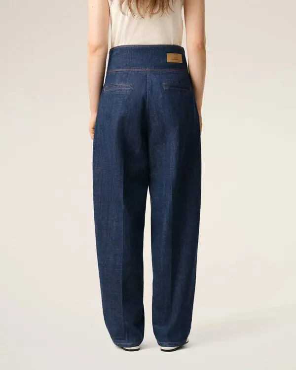 AMI Paris Wrapped Belted Balloon Fit Jeans - Indigo