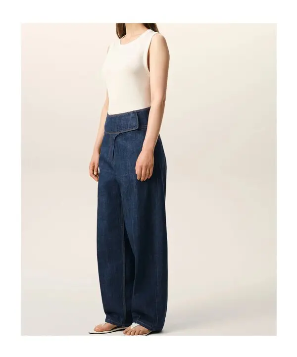AMI Paris Wrapped Belted Balloon Fit Jeans - Indigo