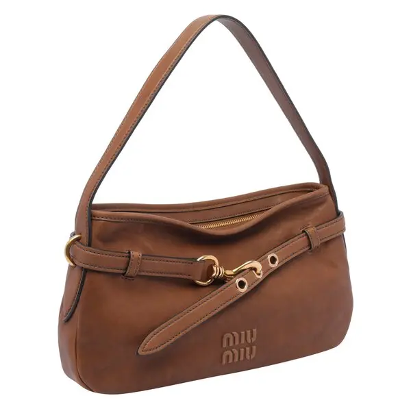 Miu Miu Logo Detail Shoulder Bag - Brown
