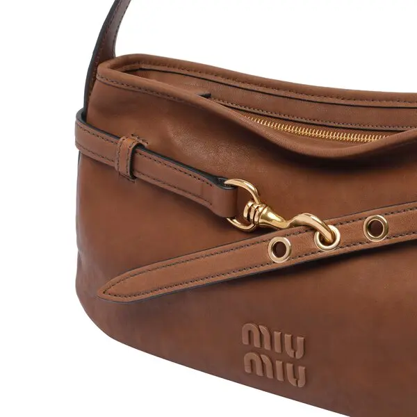 Miu Miu Logo Detail Shoulder Bag - Brown