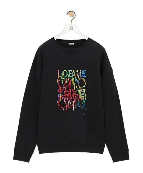 Loewe Embroidered Logo Crewneck Sweatshirt - Black/multicolor