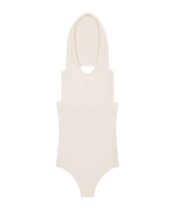 COURREGES Illusion Hooded Bodysuit - Beige