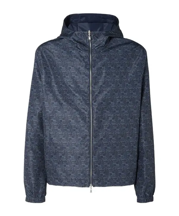 Fendi All-over Ff Printed Hooded Reversible Jacket