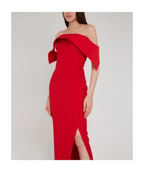Roland Mouret Off-shoulder Crepe Gown