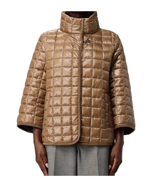 FAY Quilted Toggle Coat - Brown