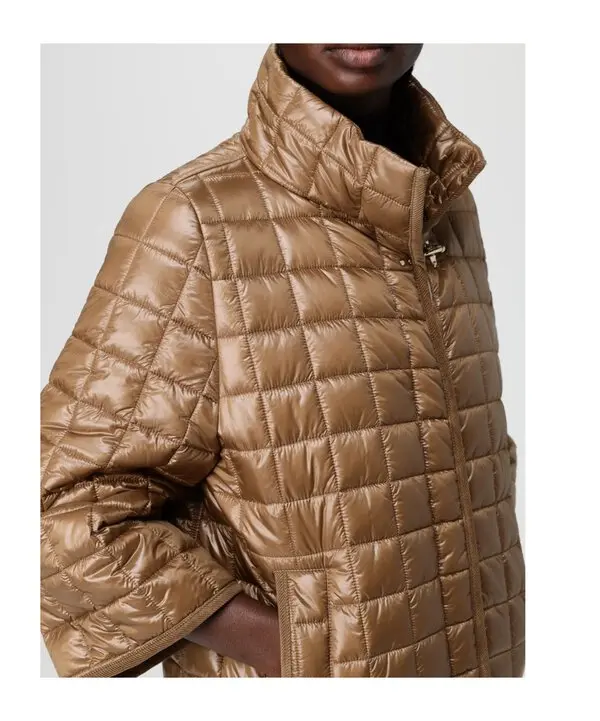 FAY Quilted Toggle Coat - Brown