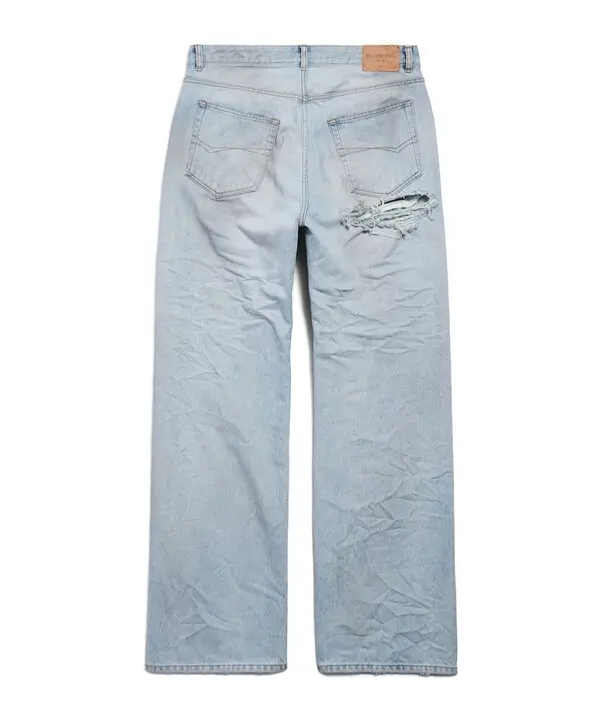 Balenciaga Distressed Relaxed Fit Jeans - Light Blue