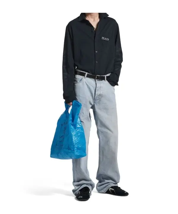 Balenciaga Distressed Relaxed Fit Jeans - Light Blue