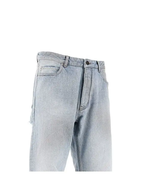 Balenciaga Distressed Relaxed Fit Jeans - Light Blue