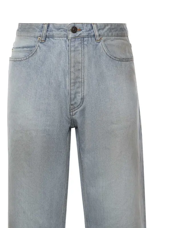 Balenciaga Distressed Relaxed Fit Jeans - Light Blue