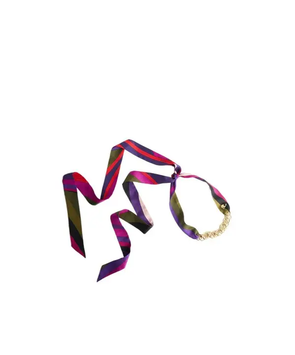 Emilio Pucci Silk Chain Necklace With Patchwork Print - Purple