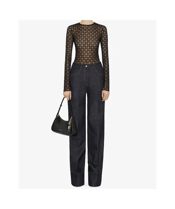Givenchy Monogrammed Sheer Long-sleeve Top