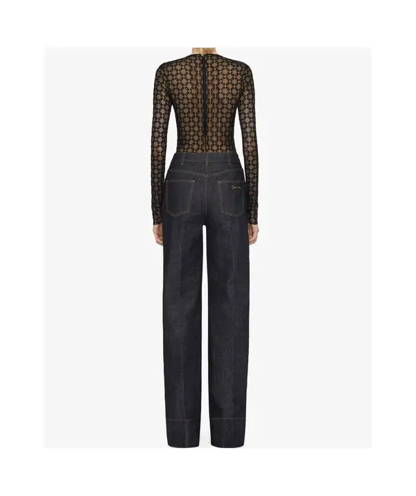 Givenchy Monogrammed Sheer Long-sleeve Top