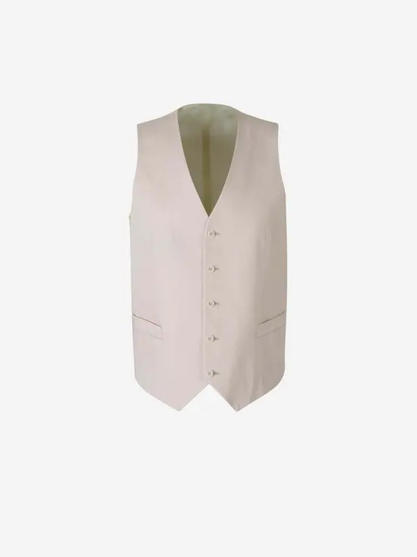 Canali Three-piece Suit Consisting Of A Long-sleeved Suit Jacket, Vest, And Trousers - Light Brown